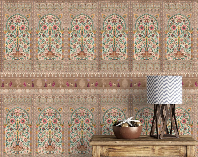 Nizam, Indian Style Wallpaper for Walls in Clay Beige Colors - Etsy Canada