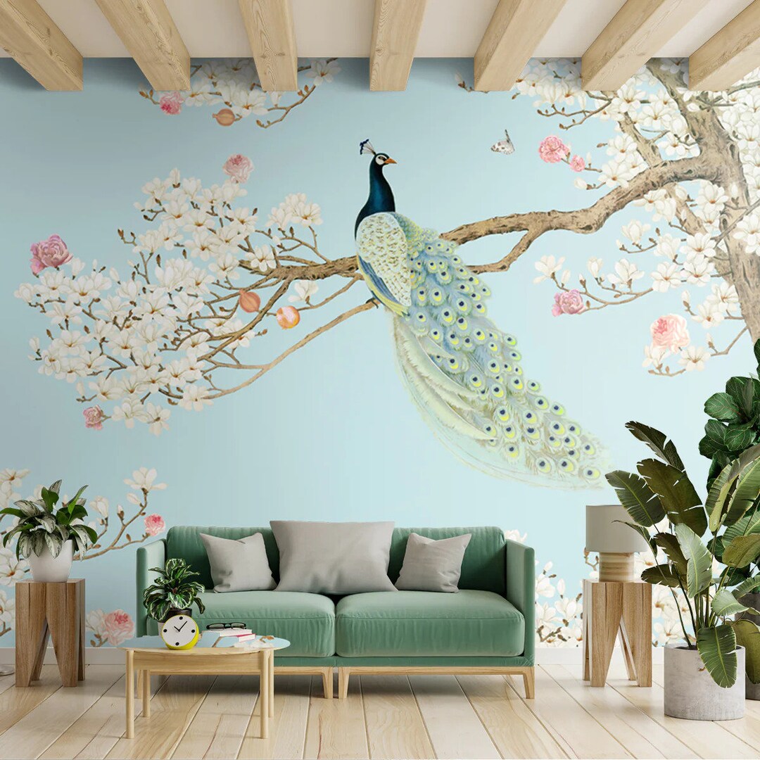 Indian Peacock Dance Monsoon Wallpaper - Beautiful Wall Mural for Rooms ...