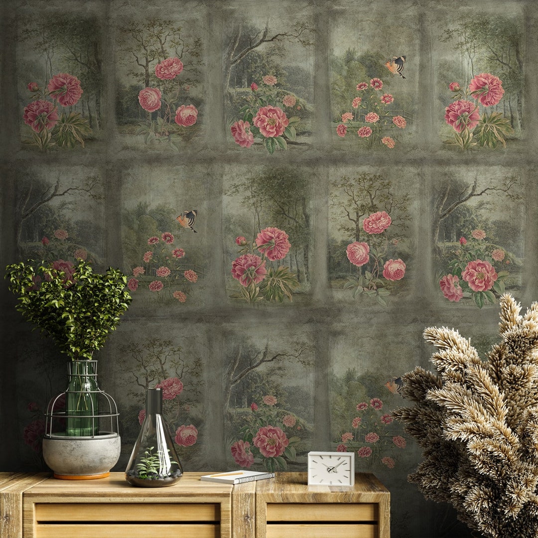 Vatika Vintage Floral Theme Wallpaper - Etsy