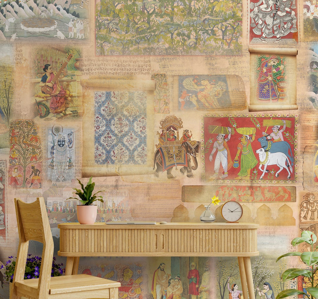 Hindustan Indian Wallpaper for Walls, Inspired by Various Indian Folk ...