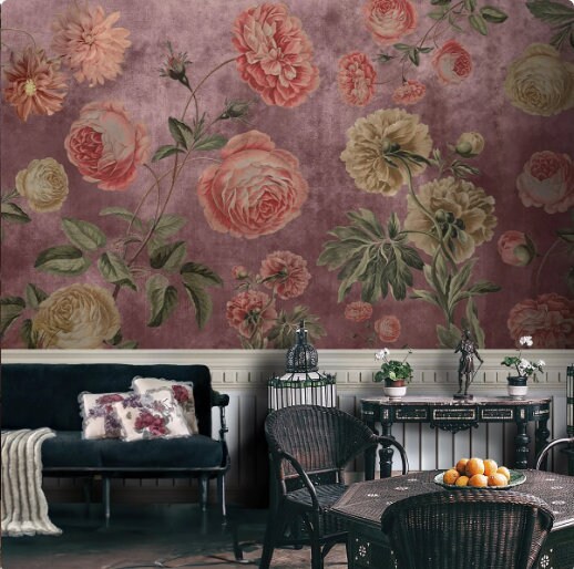 Big Floral Wallpaper in European Style for Giving Luxury Feel to Living ...