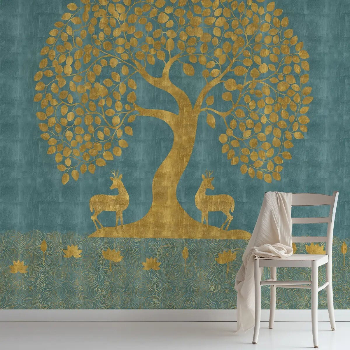Pichwai Tree of Life Wallpaper, Blue - Etsy