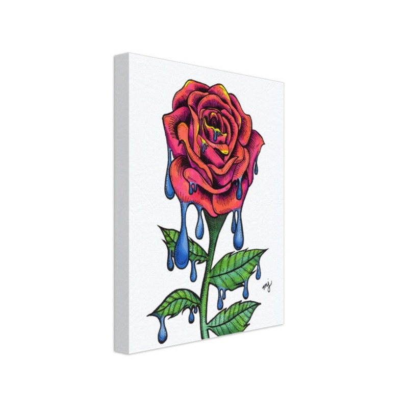 Pink Drippy Rose - Art Print - Etsy