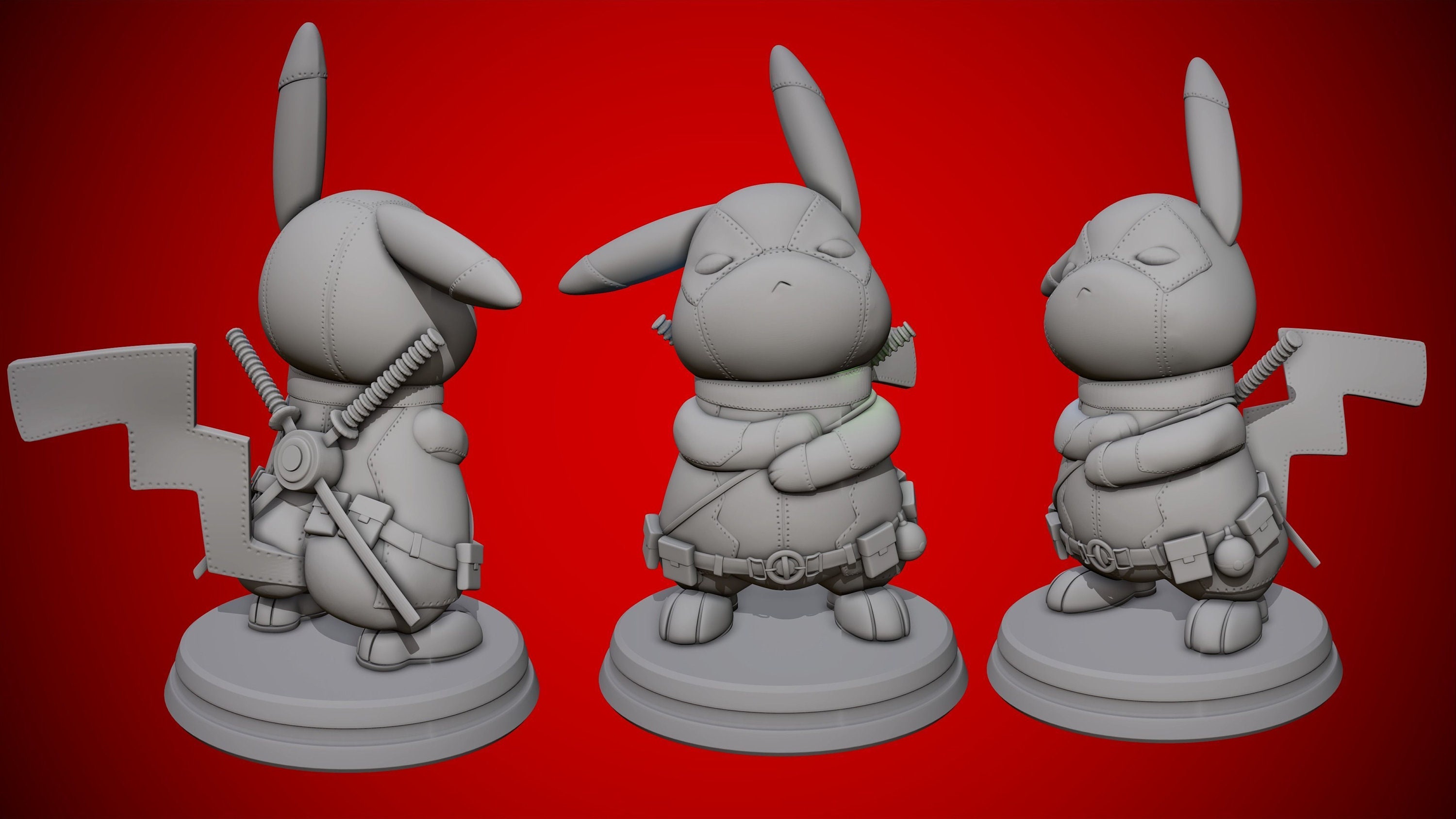Pikachu Deadpool Figure STL File for 3d Printing - Etsy