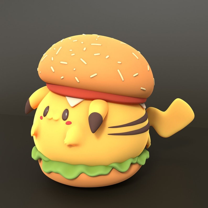 Pikachu Burger Figure STL File for 3d Printing - Etsy