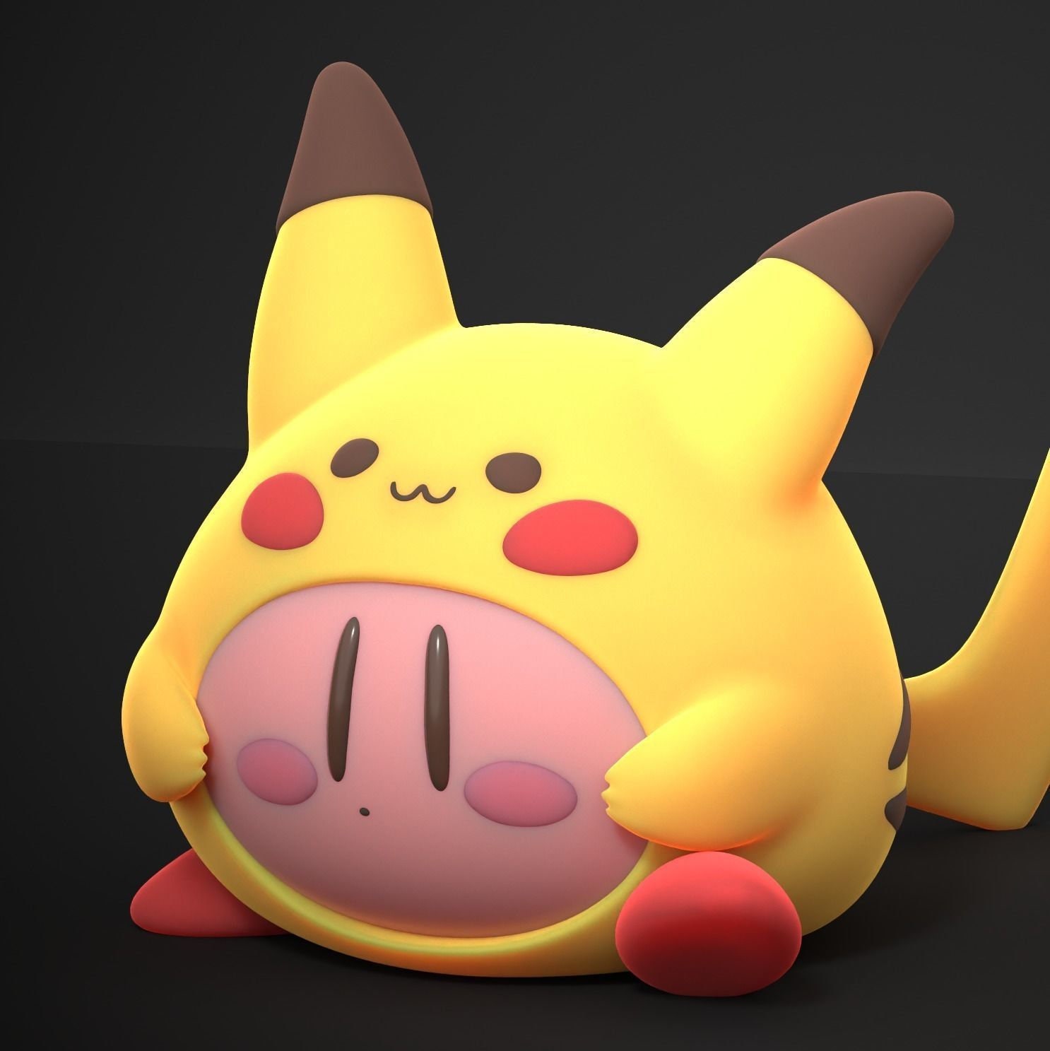 Kirby Pikachu Pikakirby Figure Stl File For 3d Printing Etsy
