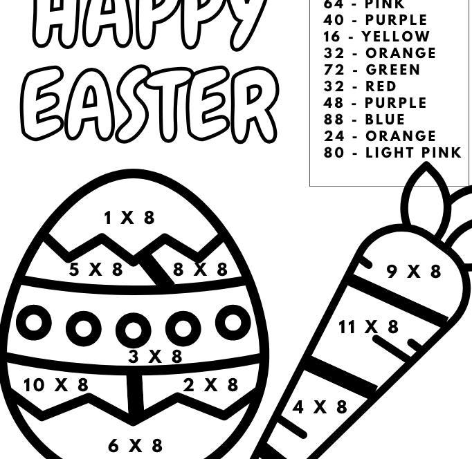 8 Multiplication Facts Easter Coloring - Etsy
