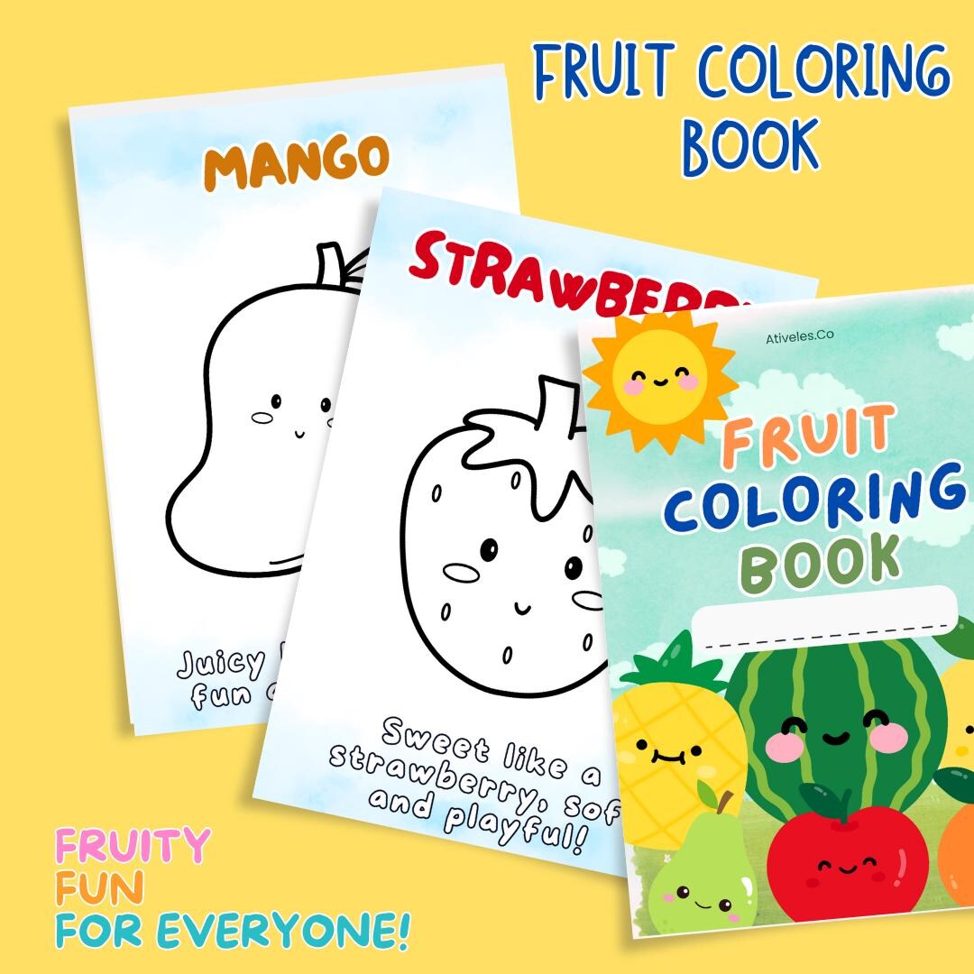 Fun Fruit Coloring Book for Kids & Adults | Digital Printable | A4 ...