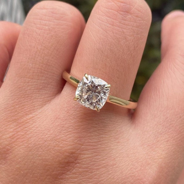 Rose Gold Cushion Cut Ring - Etsy