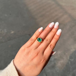 5 CT East-west Set Green Emerald,compass Prongs,bezel Set Solitaire ...