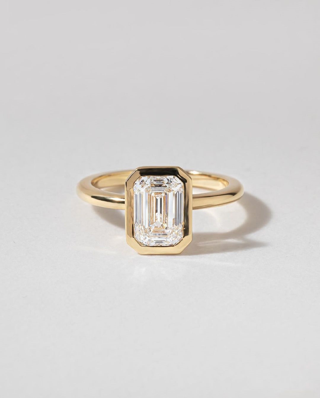 7x9 MM Flawless Emerald Cut Moissanite Solitaire,14k Solid Yellow Gold ...
