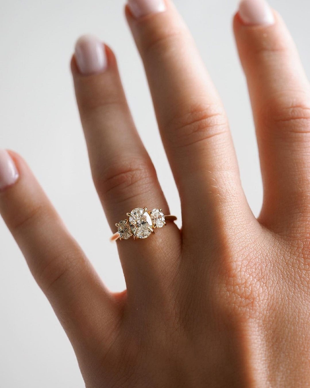 1.50 TC Oval Cut Trilogy|oval Three Stone Ring|14k Solid Yellow Gold ...