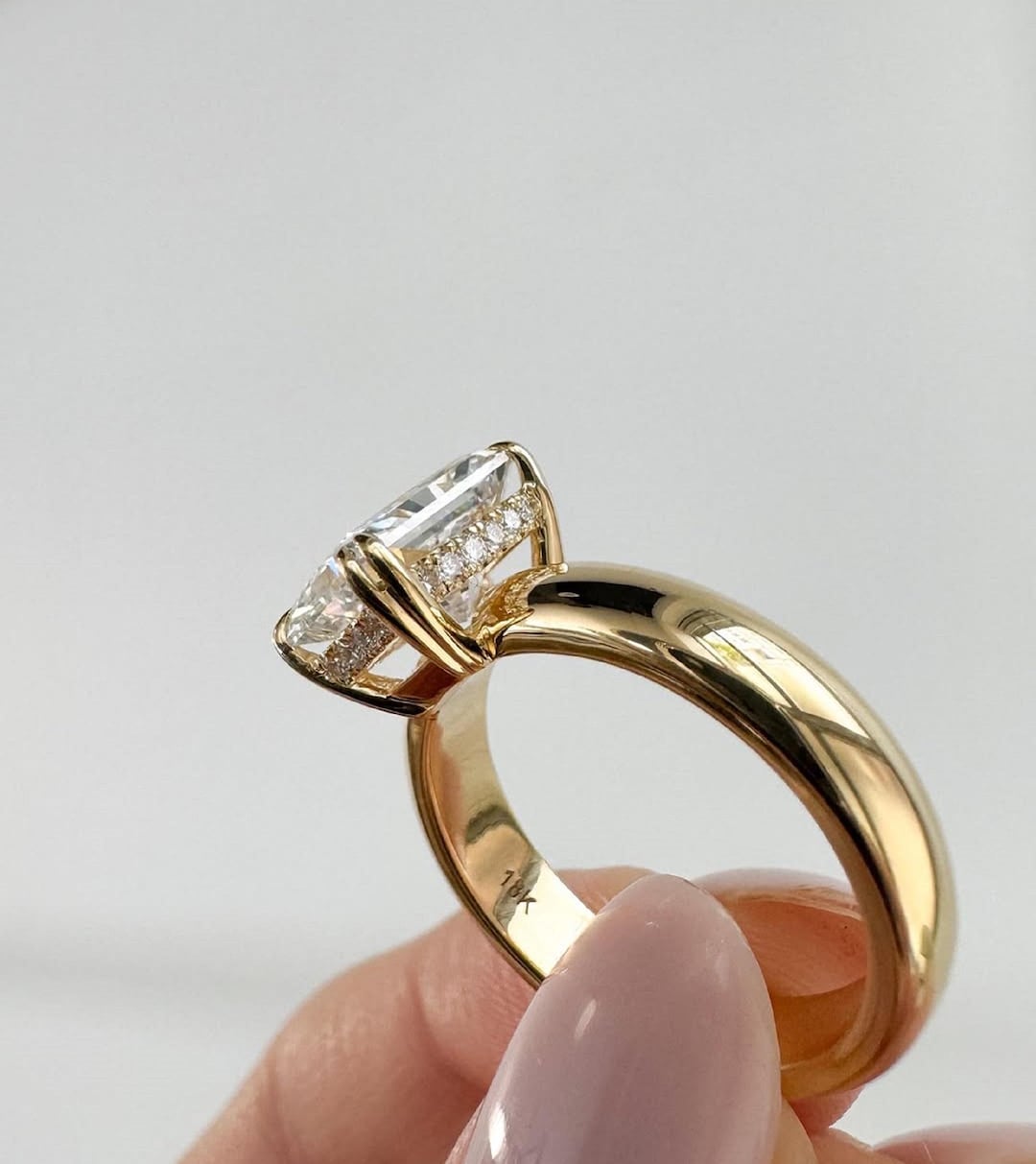 Vintage 3.50 CT Iced Out Radiant Cut Moissanite Ring,14k Solid Yellow ...