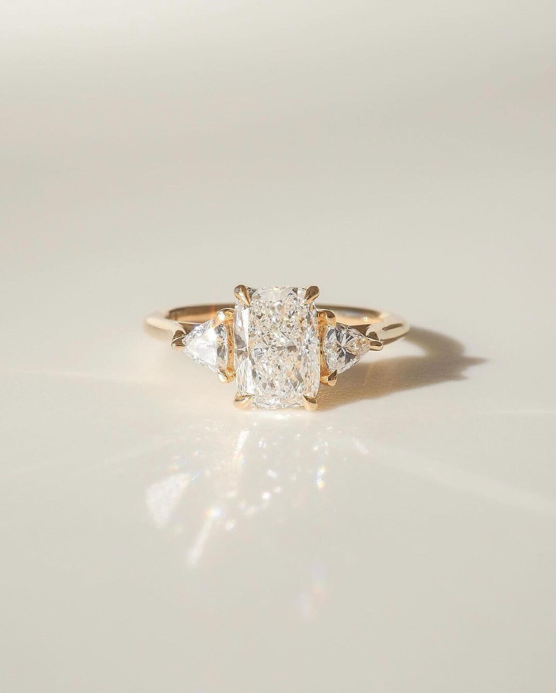 Art Deco 2 CT Iced Out Cushion Cut Moissanite Trilogy,trilliant Cut ...