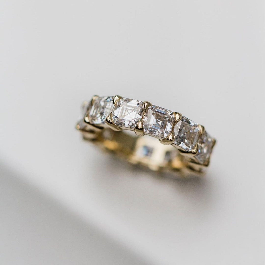 3.25 TC Asscher Cut Wedding Band-hand Crafted Stacking Band-full ...