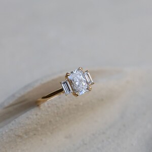 14k Solid Yellow Gold Proposal Ring 1.86 TC Elongated Radiant Cut ...