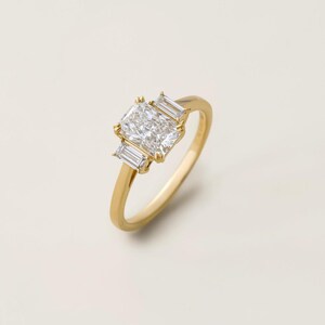 14k Solid Yellow Gold Proposal Ring 1.86 TC Elongated Radiant Cut ...
