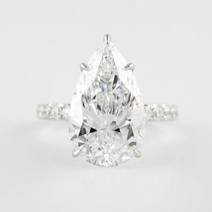 12x8 MM Pear Solitaire Engagement Ring-teardrop Moissanite Ring-14k ...