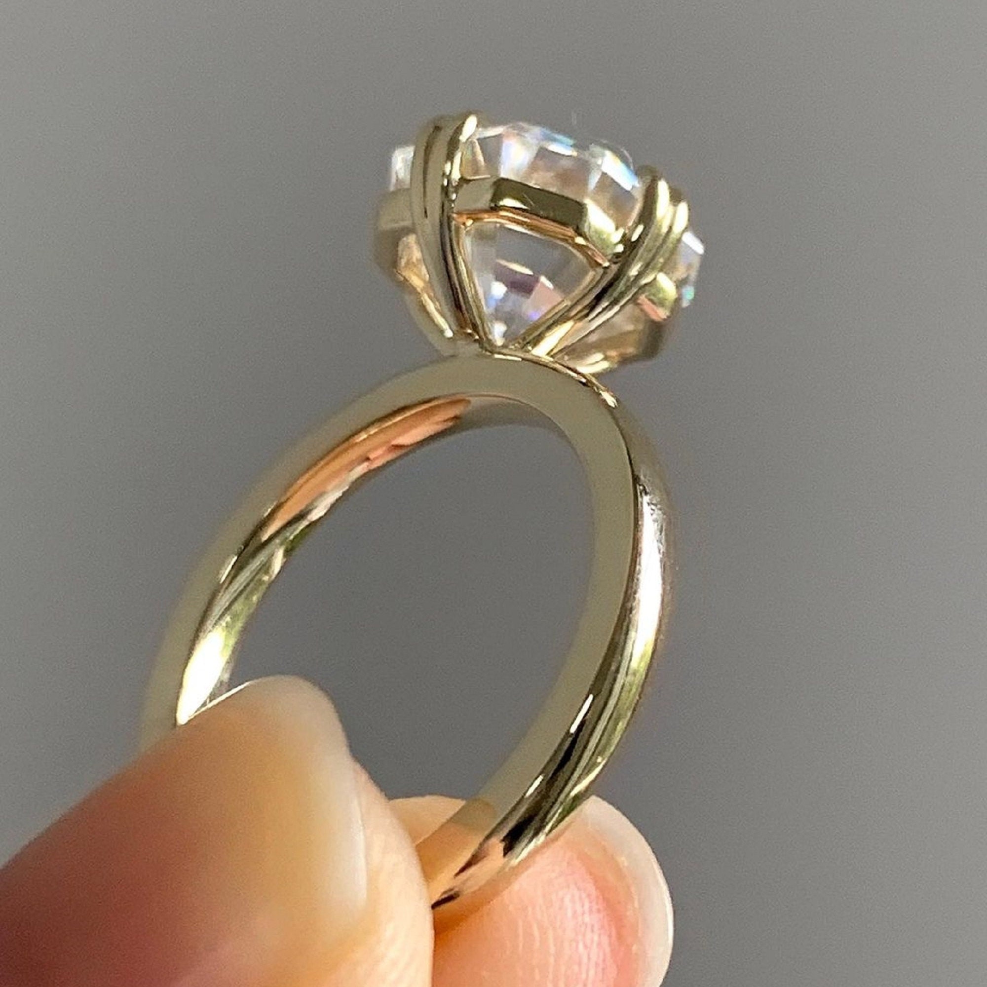 3.5 CT Asscher Cut Moissanite Solitaire Ring -14k Solid Yellow Gold ...
