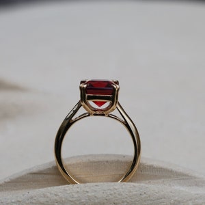 5.01 CT Square Radiant Cut Solitaire • Red Garnet Wedding Ring • 14k ...