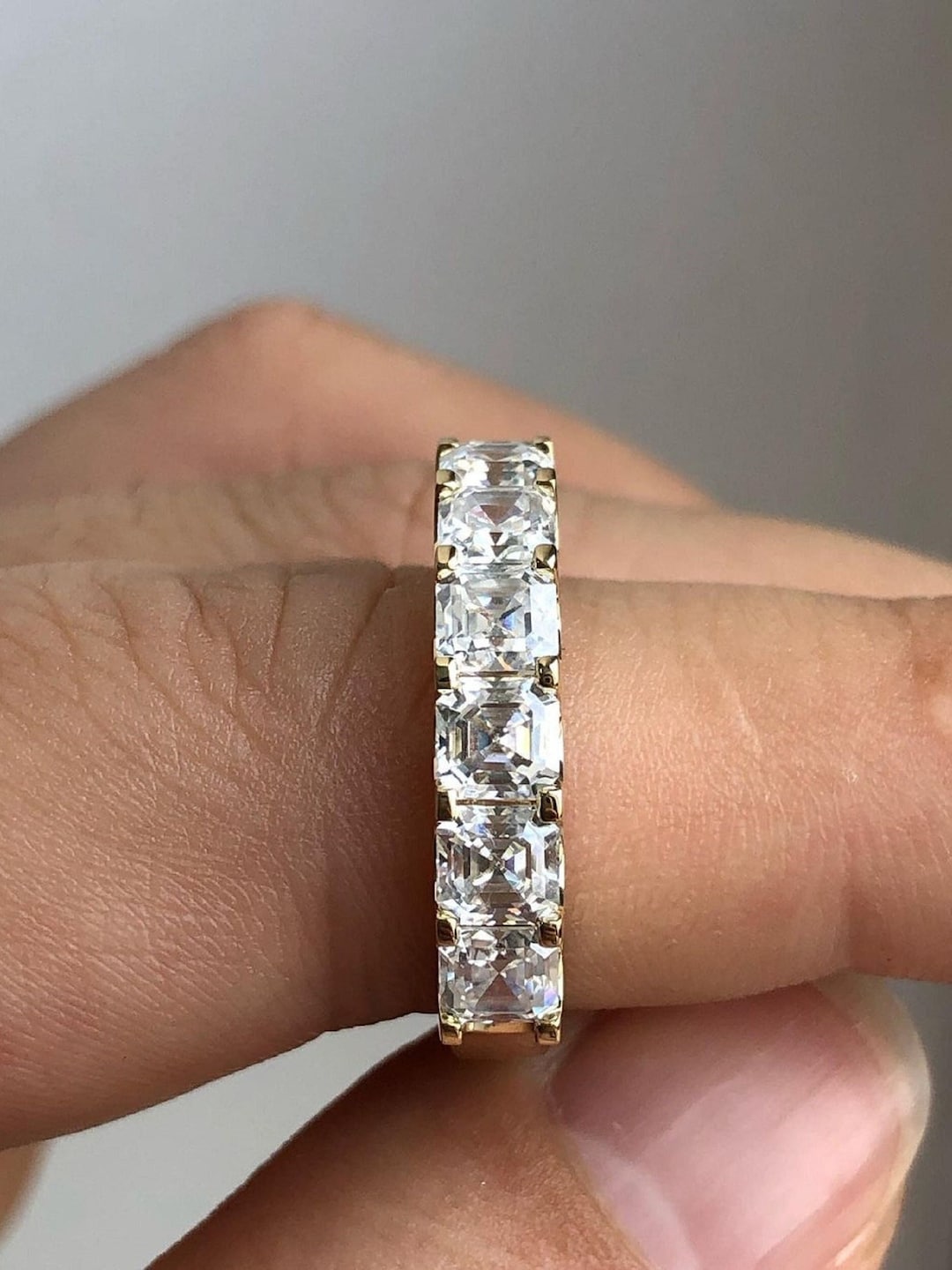 1.75 TCW Excellent Asscher Cut Wedding Band_asscher Cut Moissanite Band ...