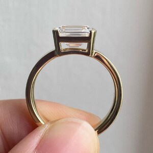 Elegant 1.0 CT Emerald Cut Engagement Ring|half Bezel Set Ring|3 MM ...