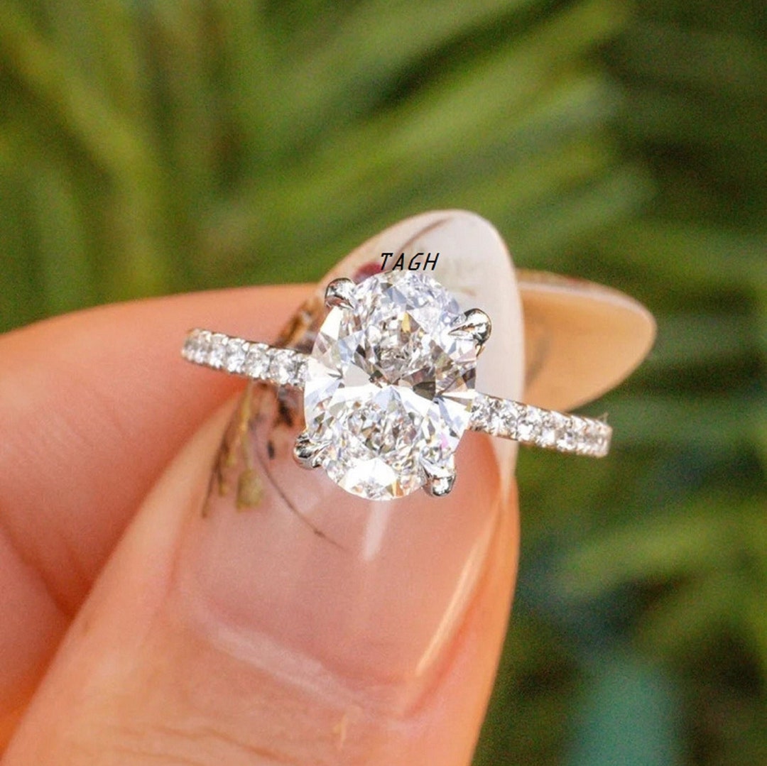2.50 TC Oval Cut Moissanite Solitaire Ring_14k Solid White Gold Ring ...