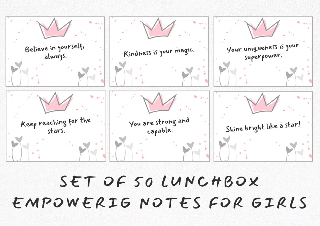 Buy Empowering Printable Lunchbox Notes for Girls, Inspiring ...