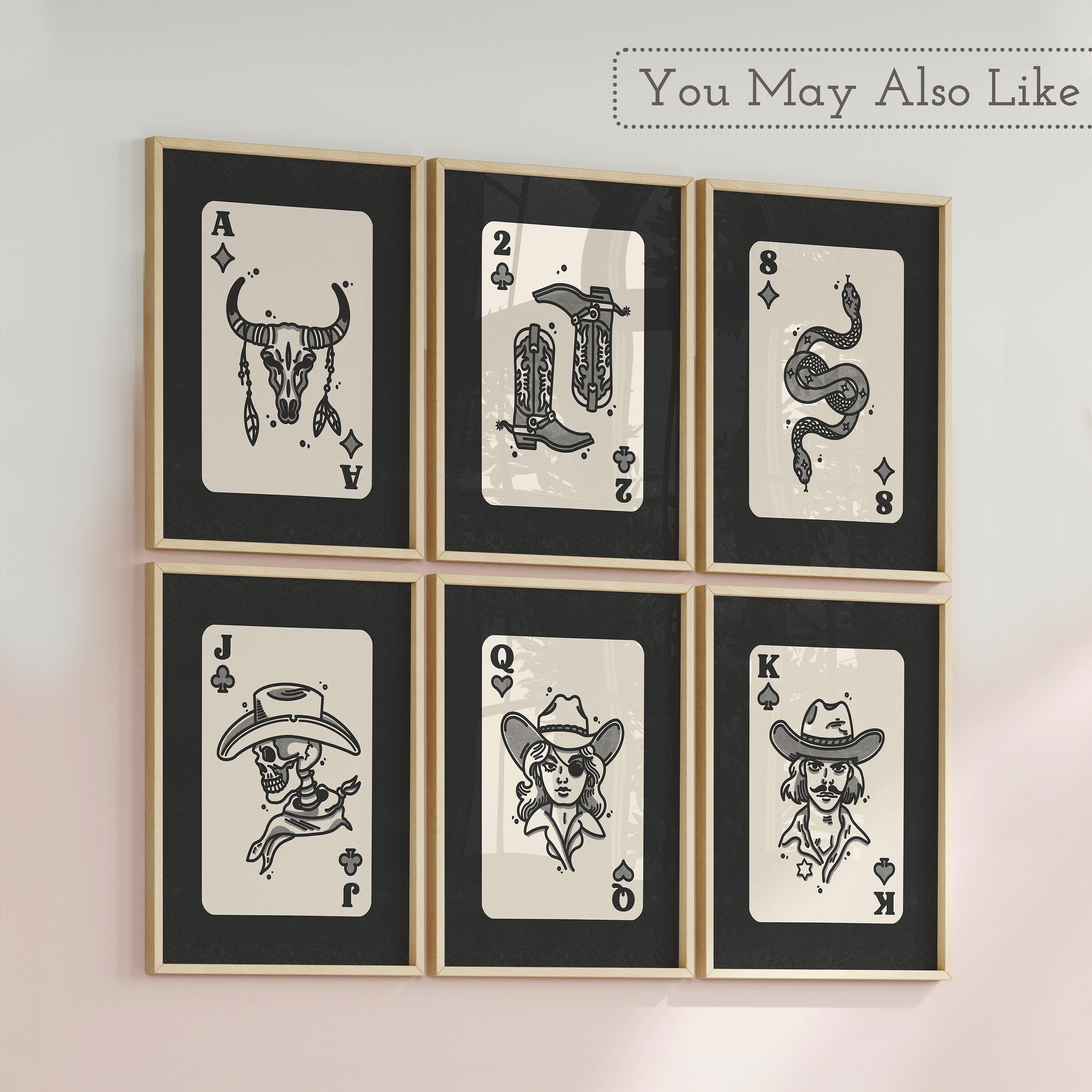 The Outlaw Playing Card Poster, Cowboy Skeleton Print, Cowboy Skull ...