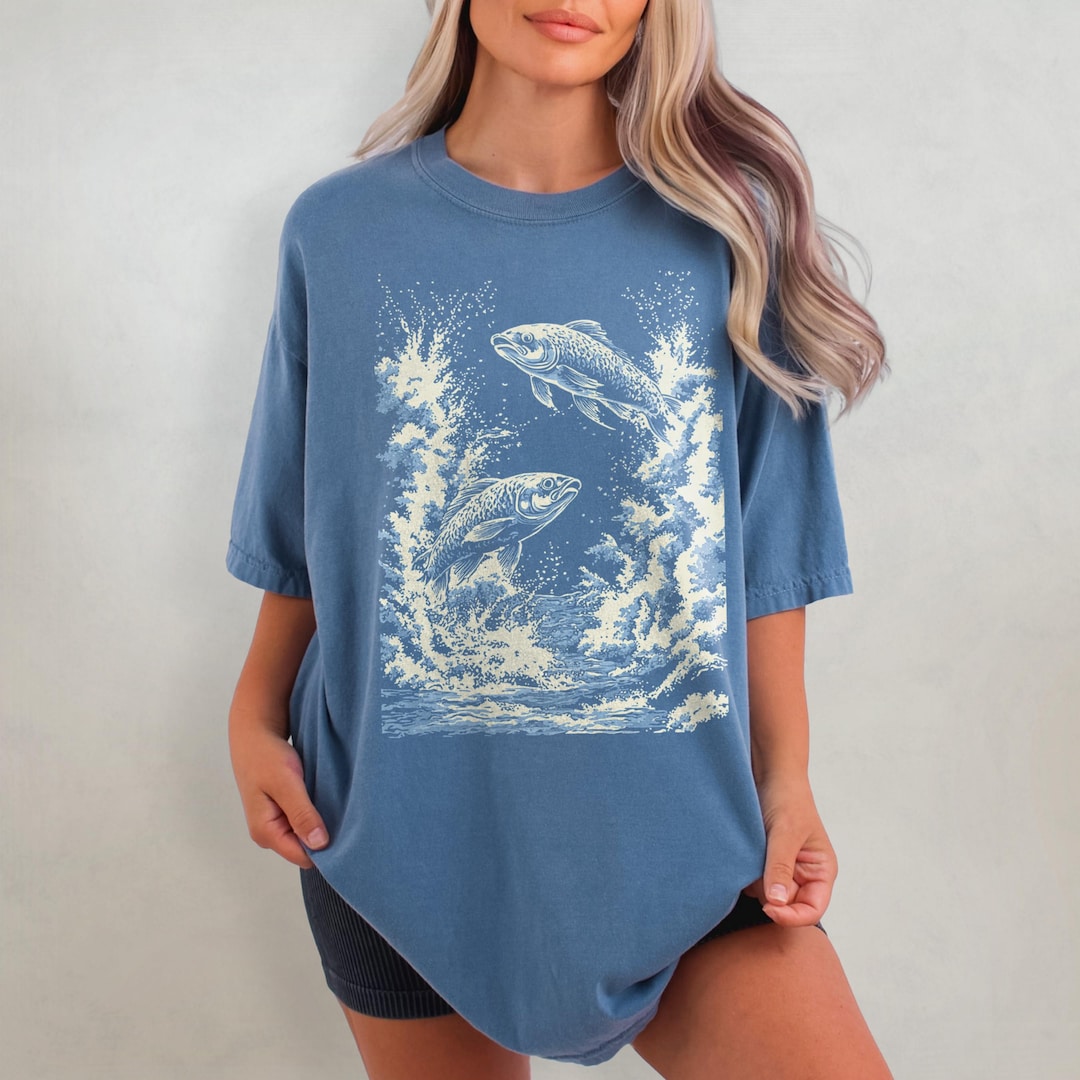 Retro Fish Shirt - Vintage Fishing Comfort Colors T-shirt, Bass ...