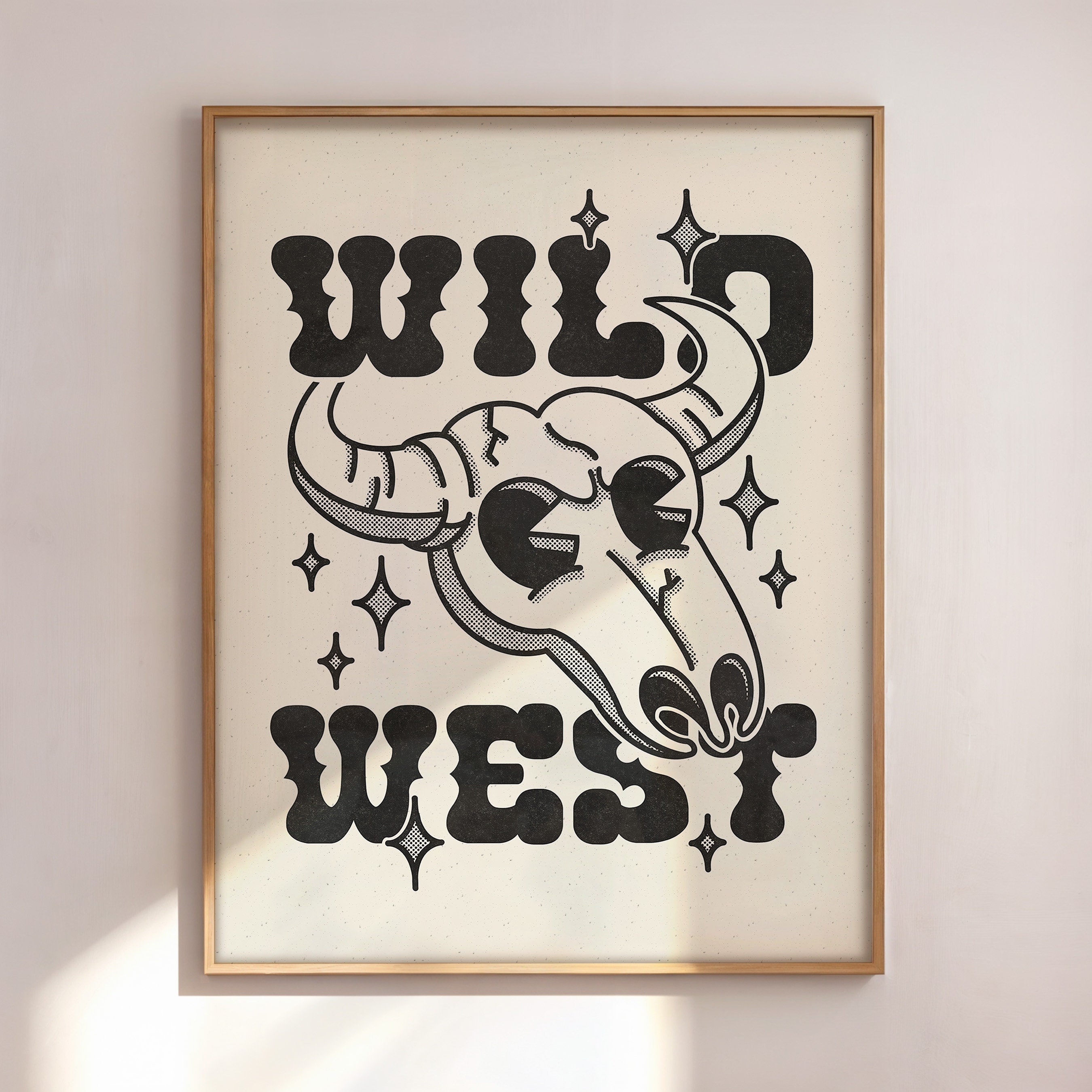 Wild West Wall Art, Longhorn Cow Skull Print, Southwestern Decor ...