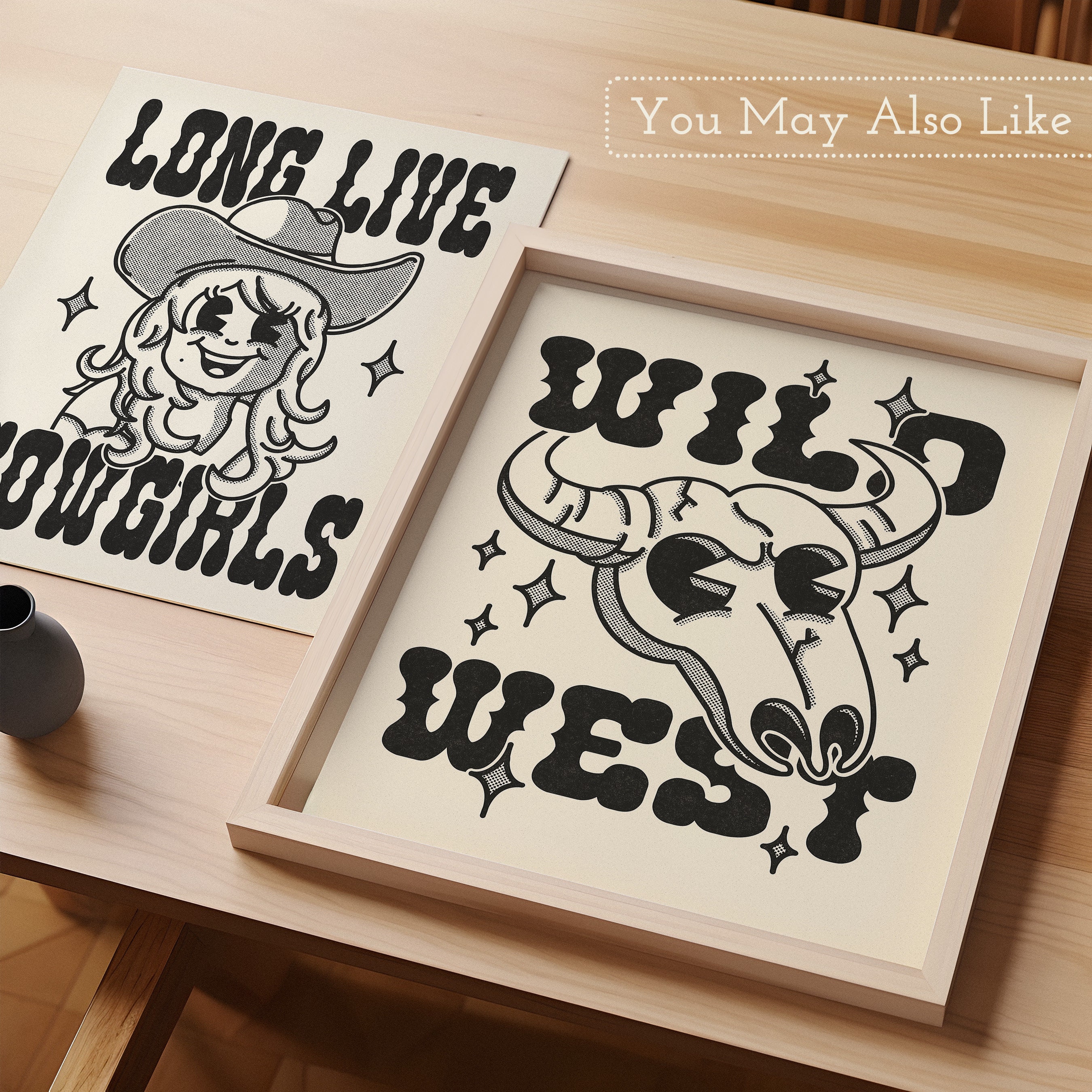 Country Toads Wall Art, Funny Cowboy Frog Poster, Retro Cartoon Print ...