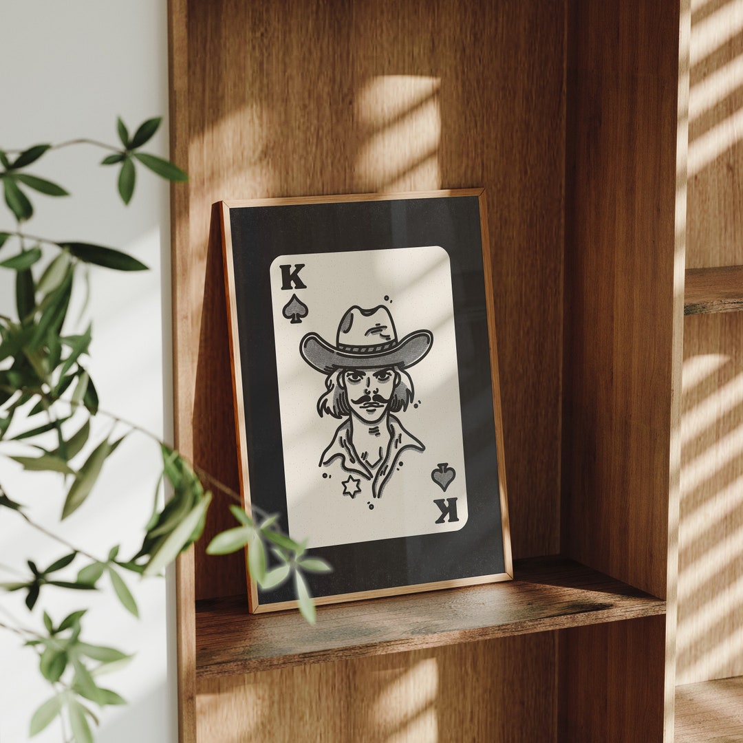 King Playing Card Wall Art, Western Gothic Sheriff Print, Dark ...