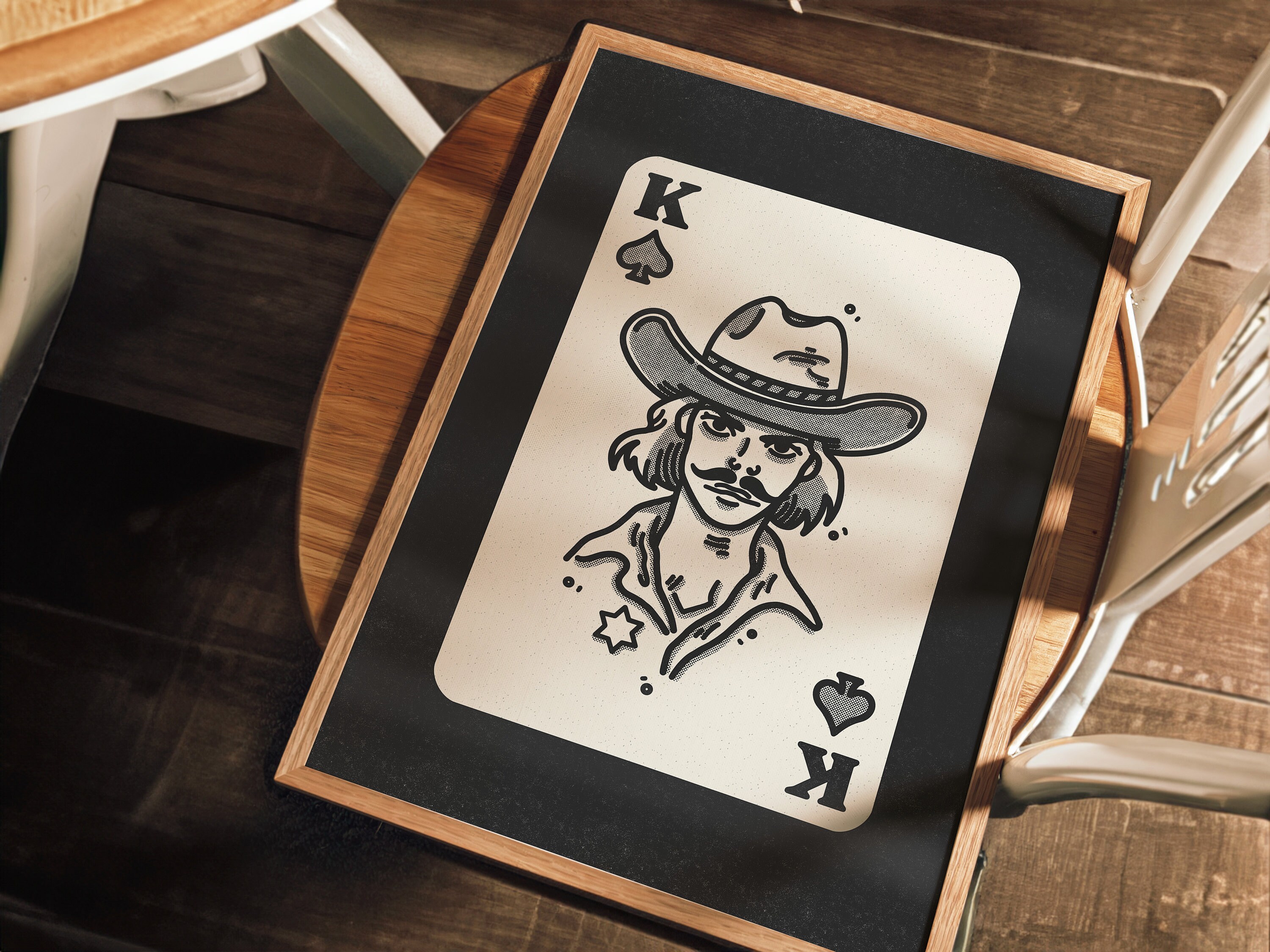 King Playing Card Wall Art, Western Gothic Sheriff Print, Dark ...