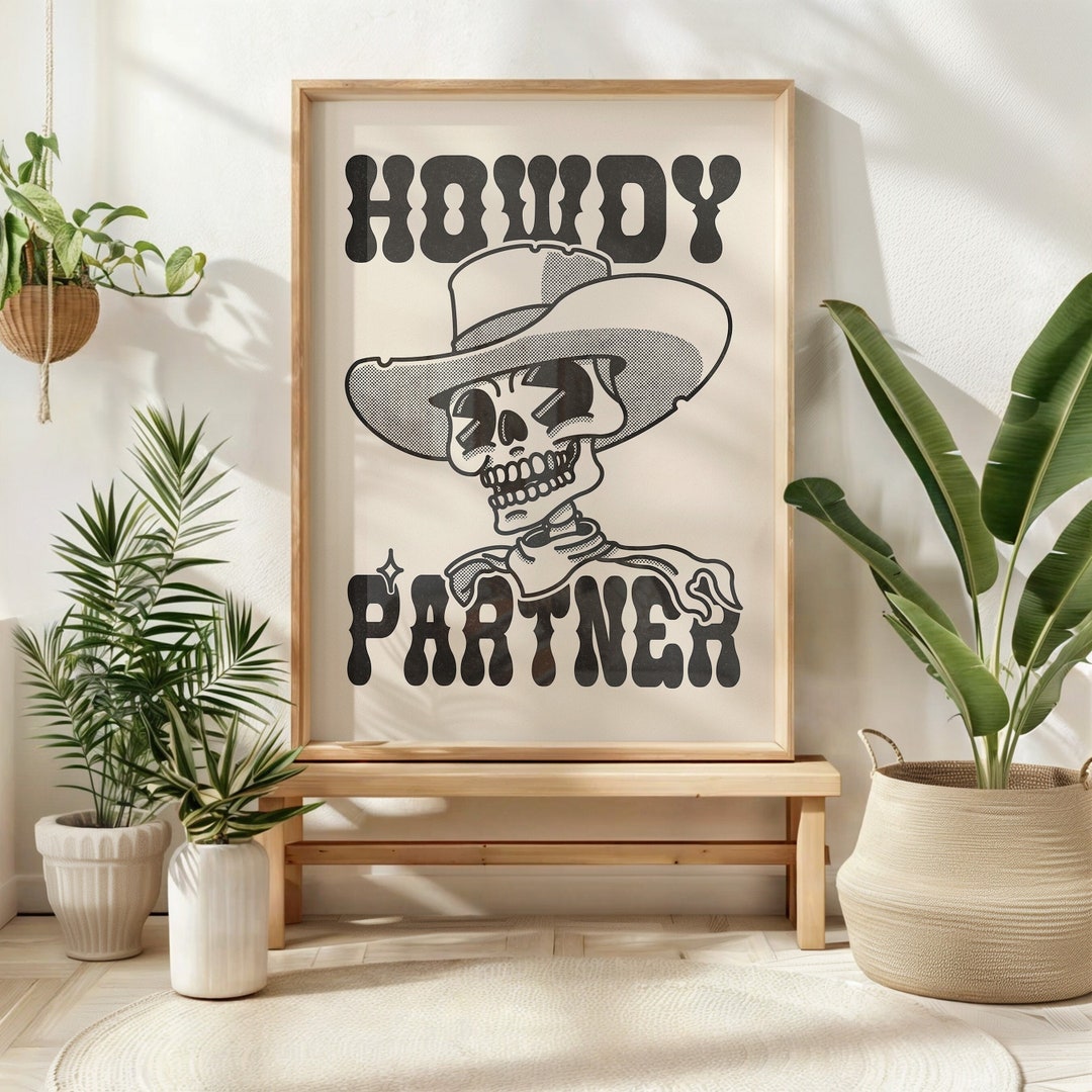 Howdy Partner Wall Art, Retro Western Wall Poster, Wild West Print ...