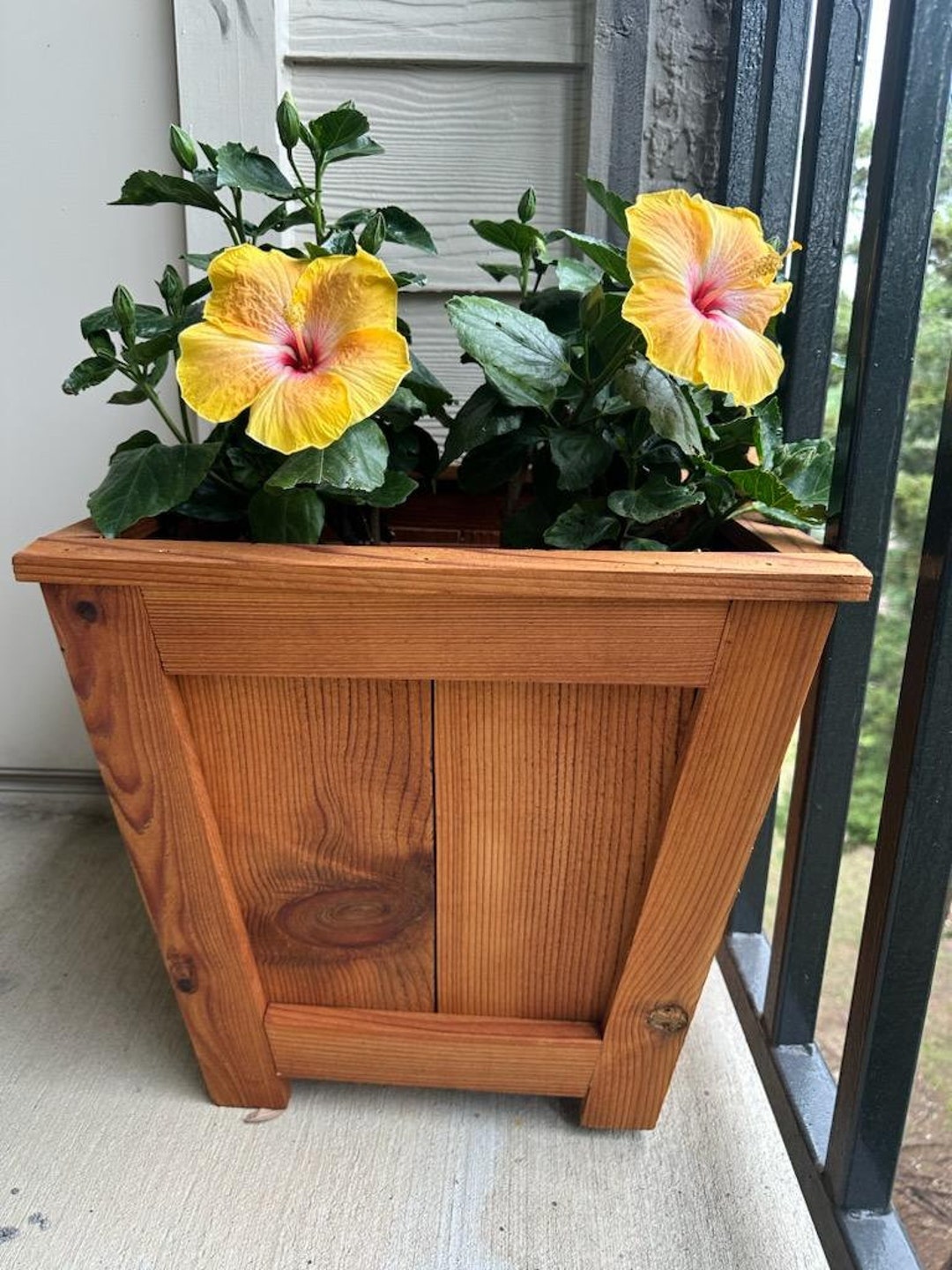 Cedar Wood Floor Outdoor Planter Box - Etsy