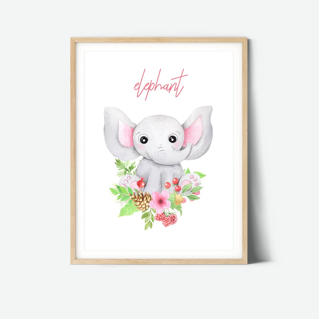 Playroom Educational Poster, Kids Wall Art, Elephant Printable Poster ...