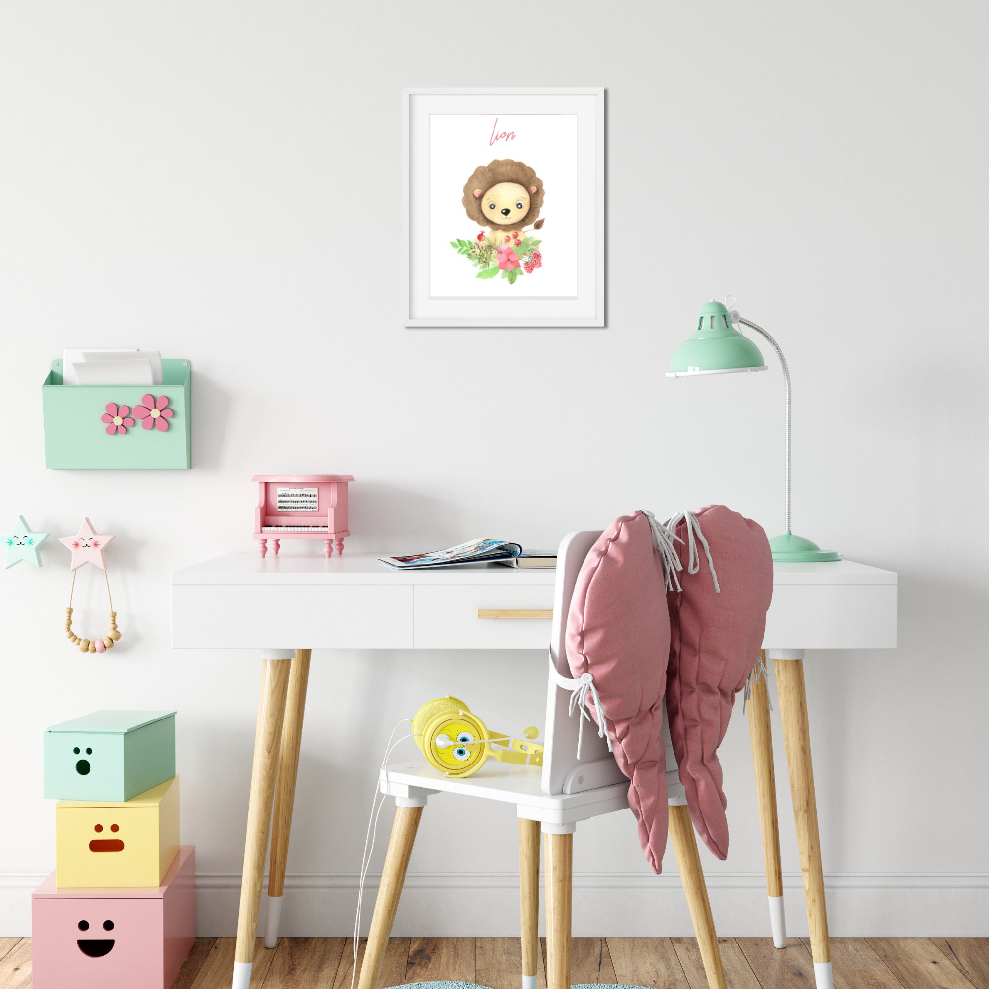 Playroom Educational Poster, Kids Wall Art, Lion Printable Poster ...