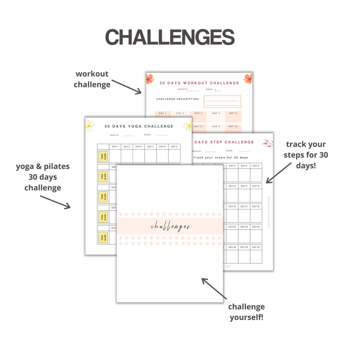 Fitness Planner, Weight Loss Tracker, BUNDLE, Workout Planner, Fitness ...