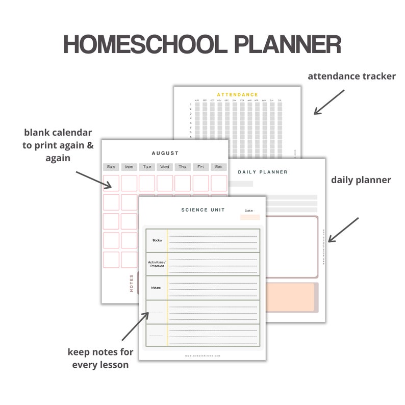 Home School Planner, BUNDLE, 41 Pages, Monthly Planner, Home-school ...