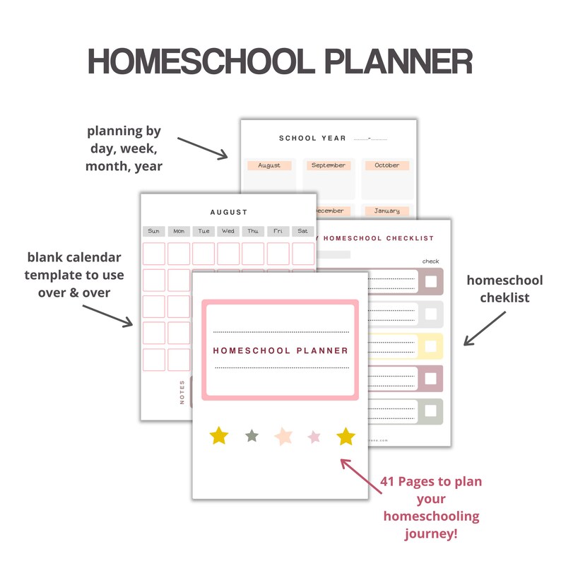 Home School Planner, BUNDLE, 41 Pages, Monthly Planner, Home-school ...