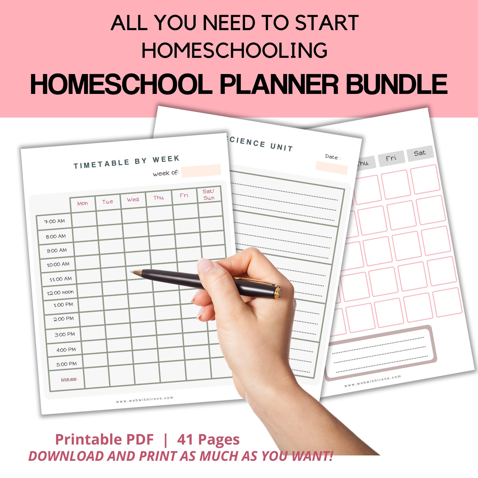Home School Planner, BUNDLE, 41 Pages, Monthly Planner, Home-school ...