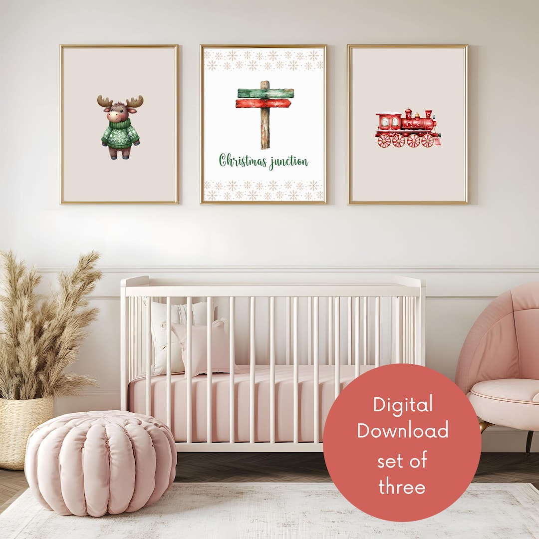 Christmas Nursery Wall Art Set | Reindeer, Train (digital Download) - Etsy