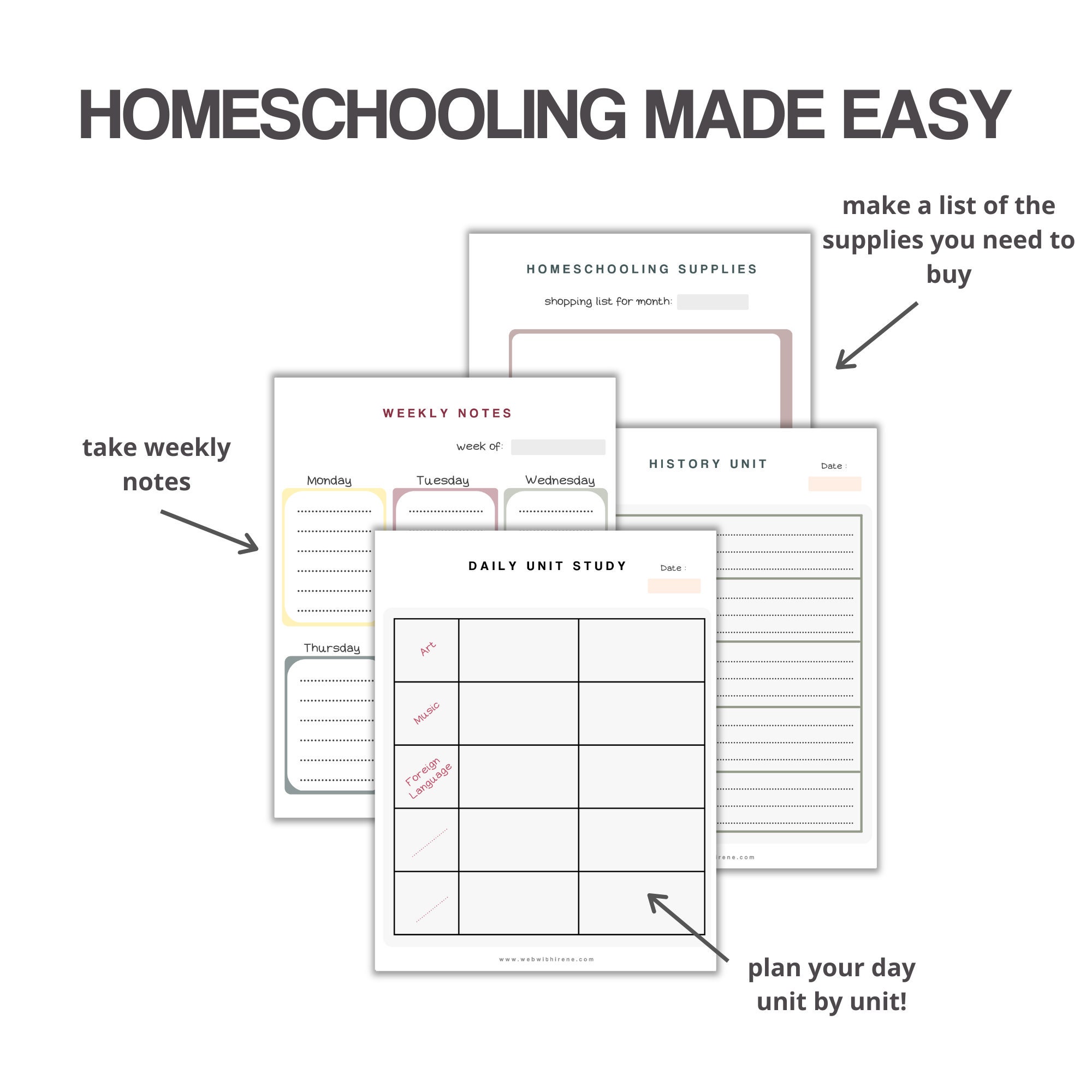 Home School Planner, BUNDLE, 41 Pages, Monthly Planner, Home-school ...