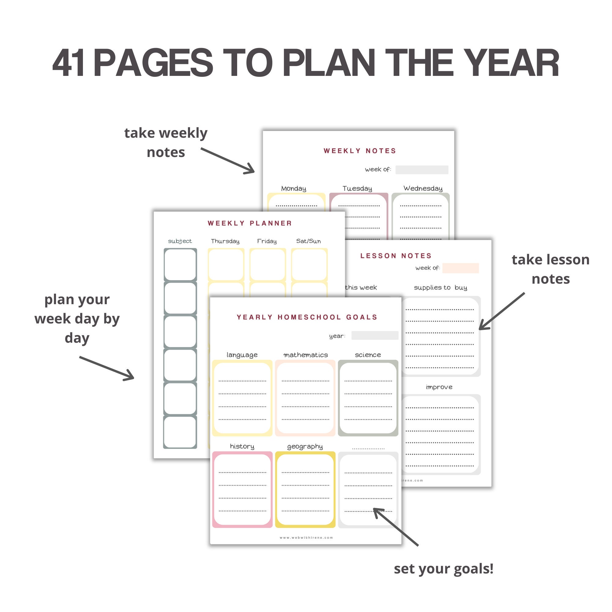 Home School Planner, BUNDLE, 41 Pages, Monthly Planner, Home-school ...
