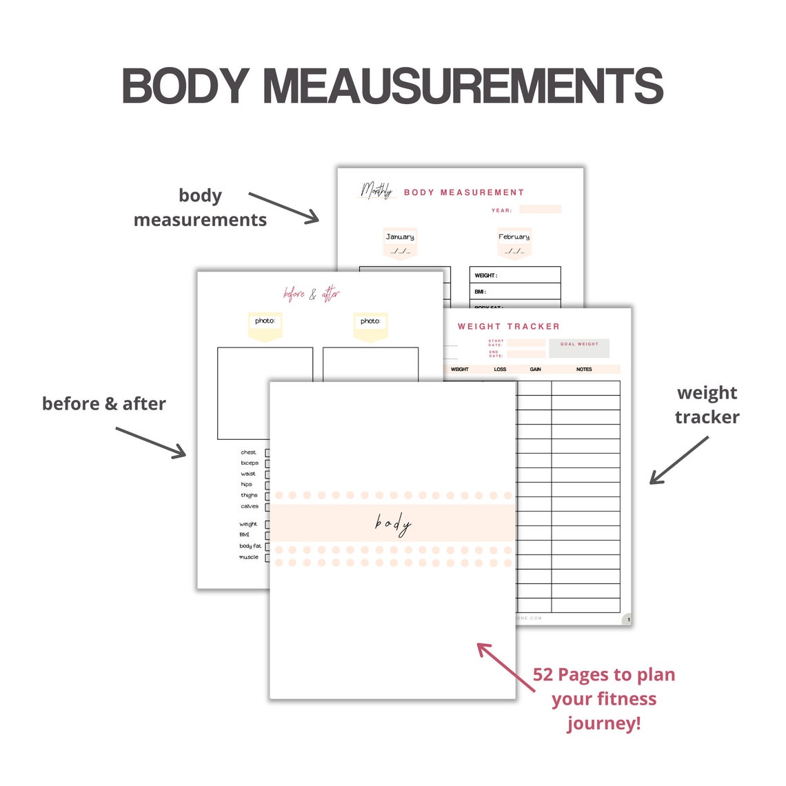 Fitness Planner, Weight Loss Tracker, BUNDLE, Workout Planner, Fitness ...