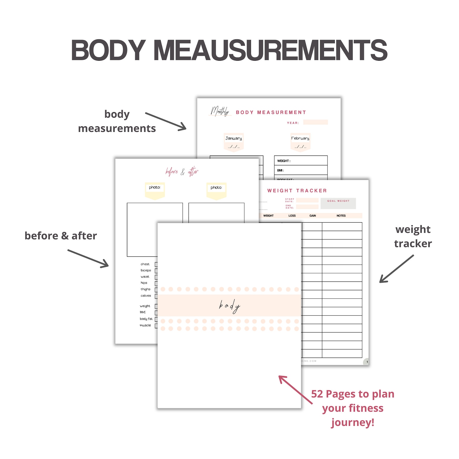 Fitness Planner, Weight Loss Tracker, BUNDLE, Workout Planner, Fitness ...