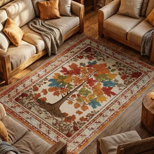 Autumn Maple Tree Rug – Fall Decor Accent for Living Room & Cozy Cabin ...