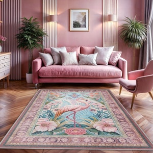 Flamingo Rug for Pink Room Decor, Pink Rug for Coquette Room Decor ...