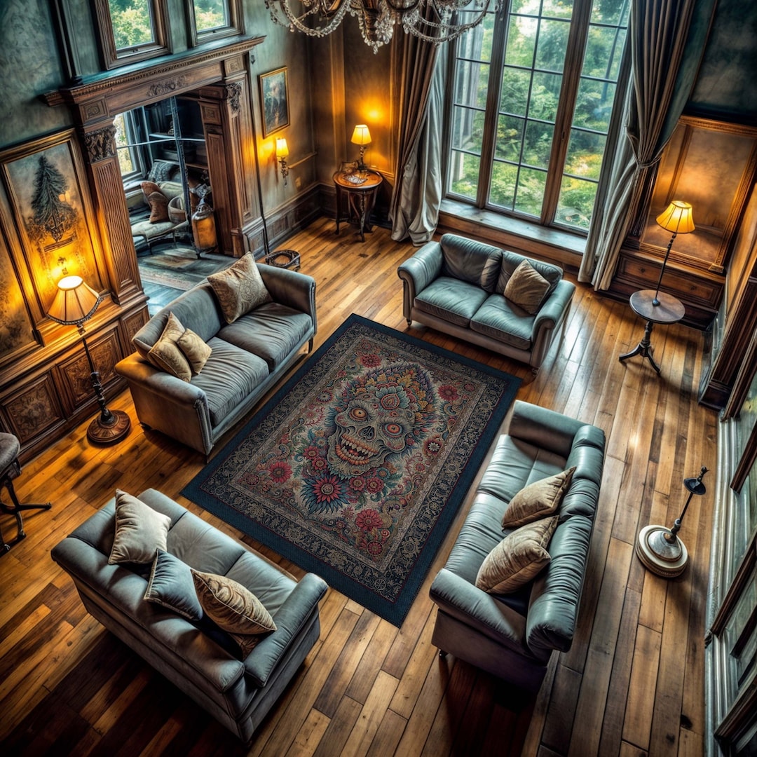 Scary Rug With A Zombie Figure for Classy Halloween Decor, Floral ...